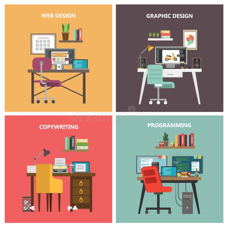 Work tables set. stock vector. Illustration of decoration - 105283069