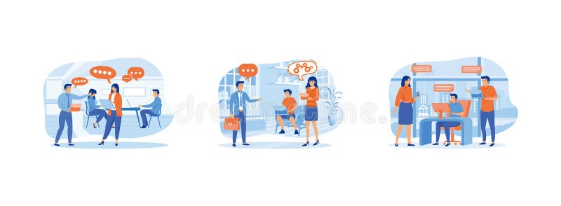 Work Talk and Discussion.Team Discussion. Work Discussion Stock Vector ...