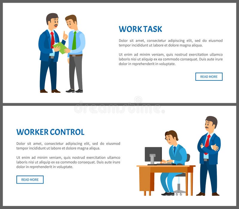 Work Task and Worker Control Boss Give Instruction Stock Vector ...