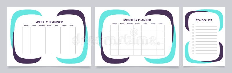 Work Tasks Planner Worksheet Design Templates Set Stock Illustration ...