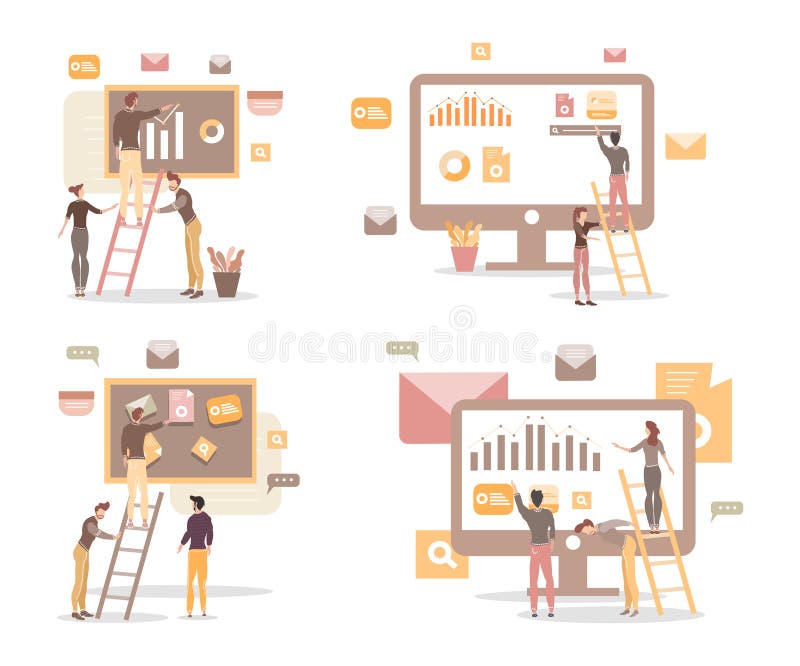 Work with Team Business Illustration Stock Vector - Illustration of ...