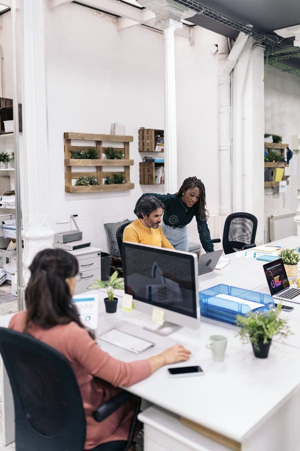 Work Team in Co-Working Office Stock Photo - Image of lights, coworking ...