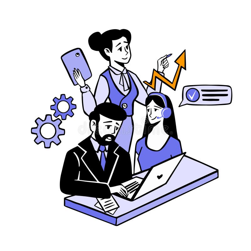 Work in a Team in a Corporation Color Vector Stock Illustration ...