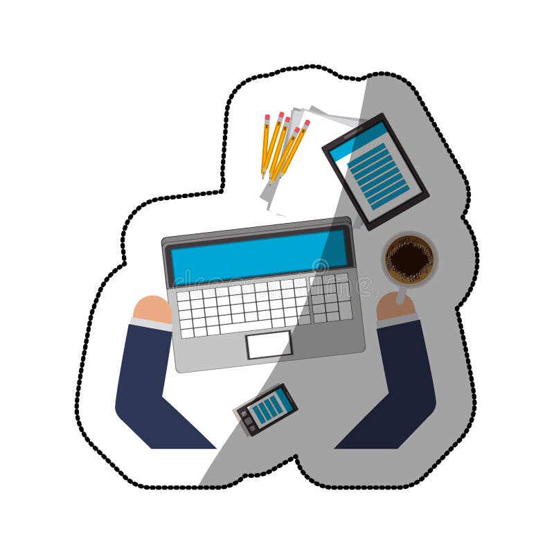 Work and Technology Concept Stock Vector - Illustration of corporate ...