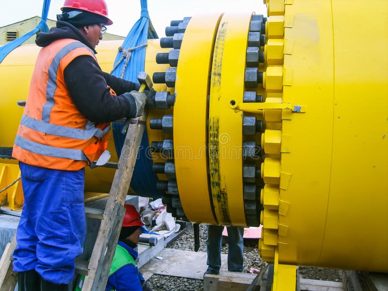 Work Tighten the Nuts on the Flange Stock Photo - Image of nuts ...