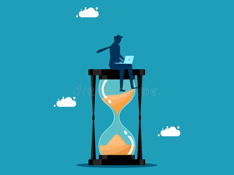 Work with Time Businessman Working on Hourglass. Business Concept ...
