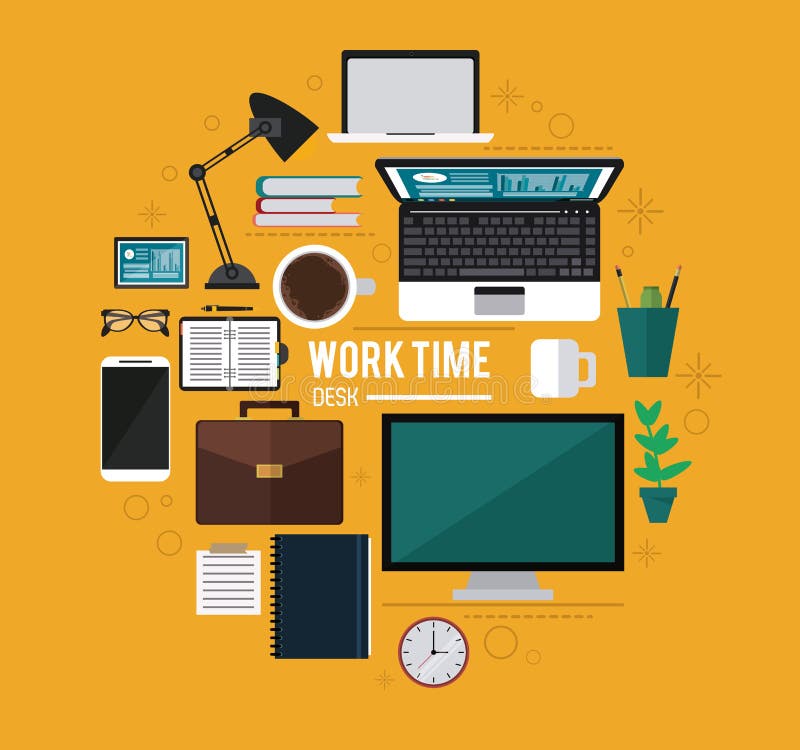 Work Time Design. Office Icon. Colorful Illustration Stock Vector ...