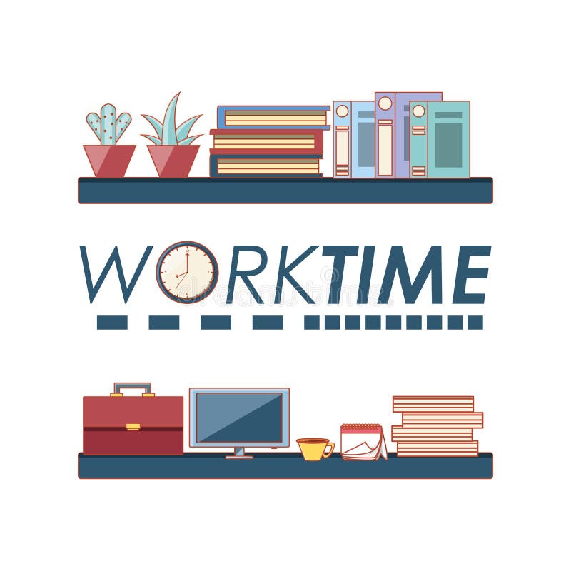 Work time elements icons stock vector. Illustration of element - 113241906