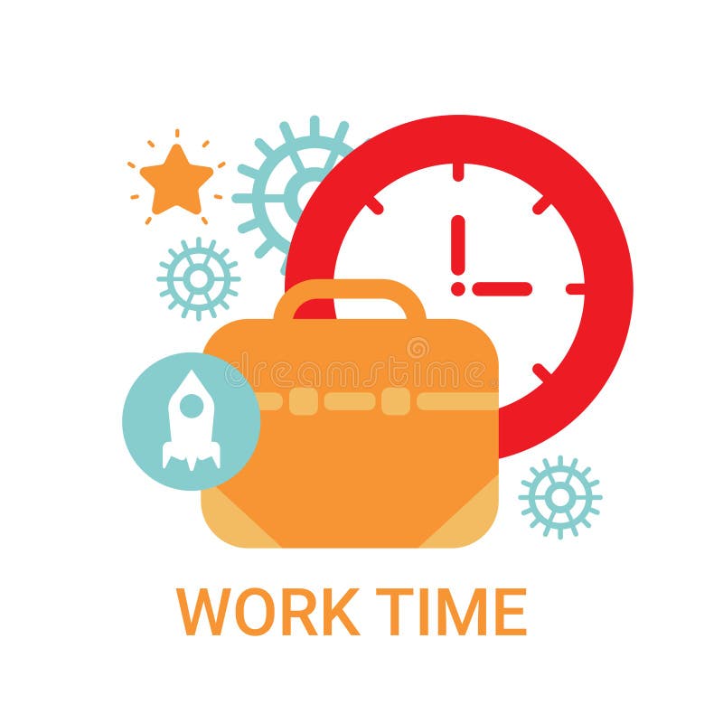 Work Time Icon Working Process Organization Concept Banner Stock Vector ...