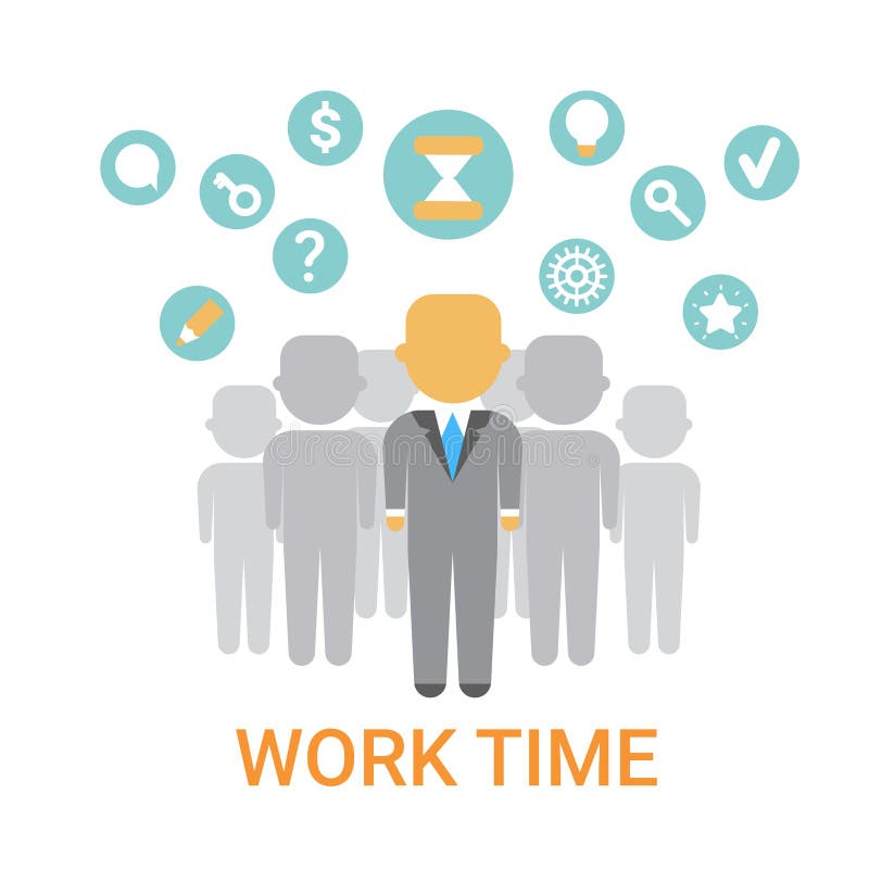 Work Time Icon Working Process Organization Concept Banner Stock Vector ...
