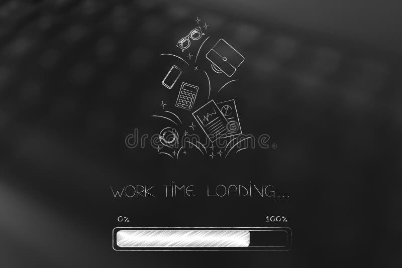 Work Time Loading Progress Bar with Group of Office and Business Stock ...