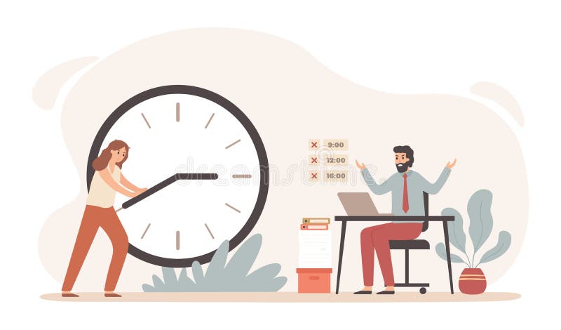 Work Time Management, Control Shift in Office Stock Vector ...