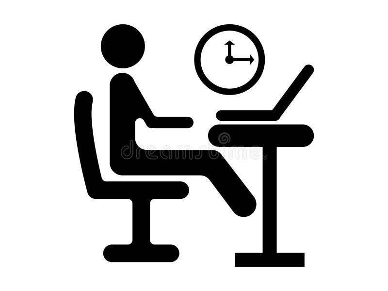 Work Time Vector Icon, Flat Style Business Clock Illustration for ...