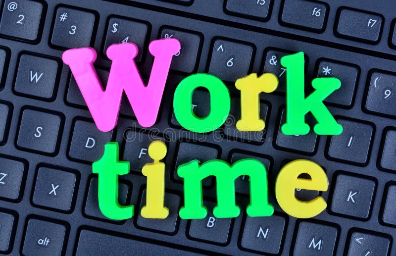 Work Time Words on Computer Keyboard Stock Photo - Image of multimedia ...