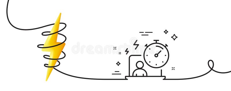 Work Timer Line Icon. Task Stopwatch Time Sign. Continuous Line with ...