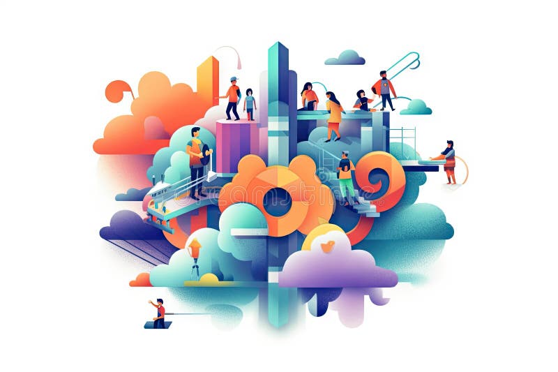 Work Together for Tech Company Illustration Generated with AI Stock ...