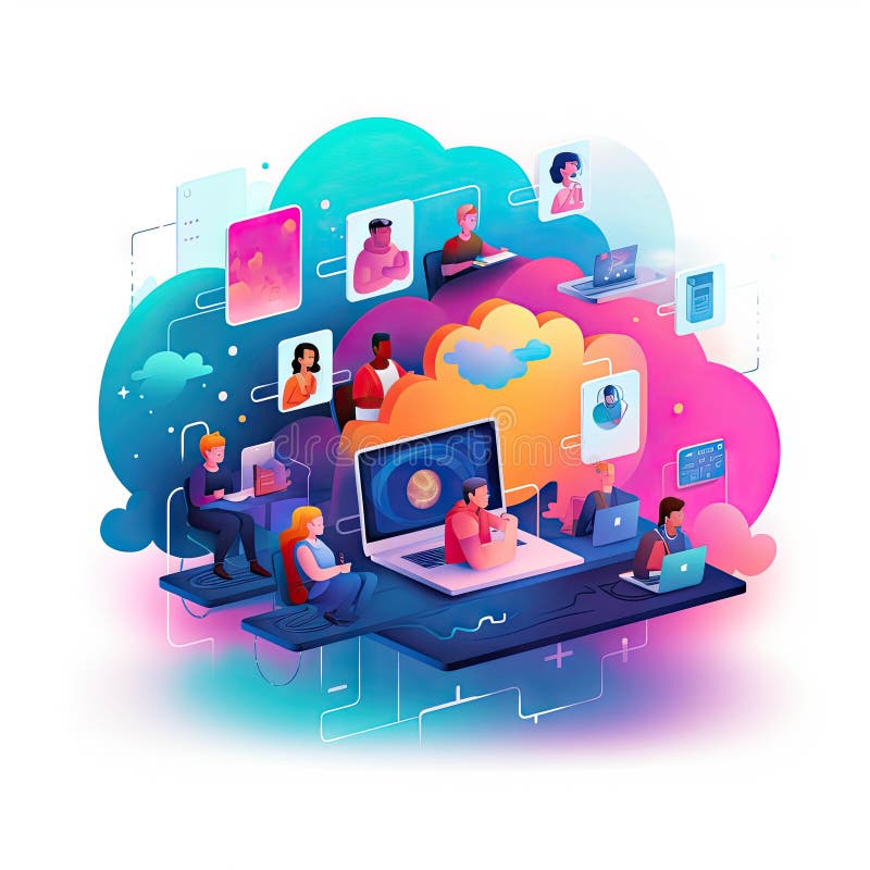 Work Together for Tech Company Illustration Generated with AI Stock ...