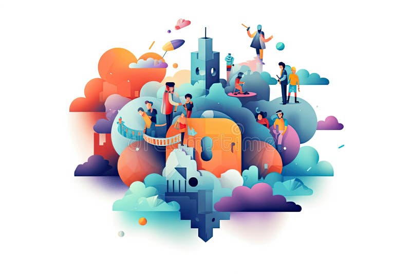 Work Together for Tech Company Illustration Generated with AI Stock ...