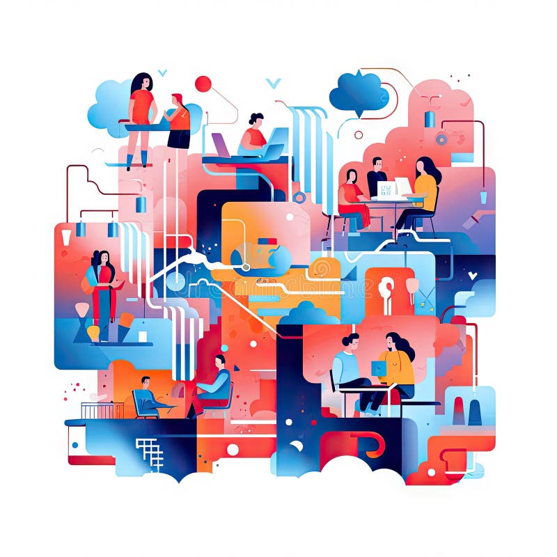 Work Together from Anywhere for Tech Company Illustration Generated ...