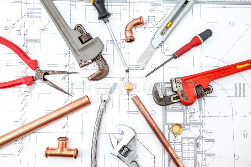 Work tool with plan stock photo. Image of plumbing, industry - 65048052