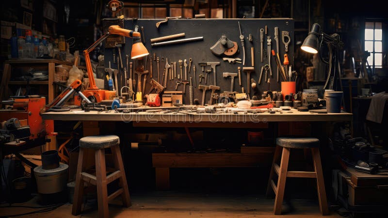 Work tool shop table stock illustration. Illustration of handyman ...