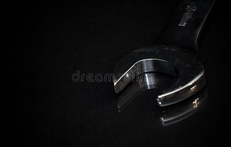 Work Tool of the Wizard. Wrenches on Black Surface Stock Image - Image ...