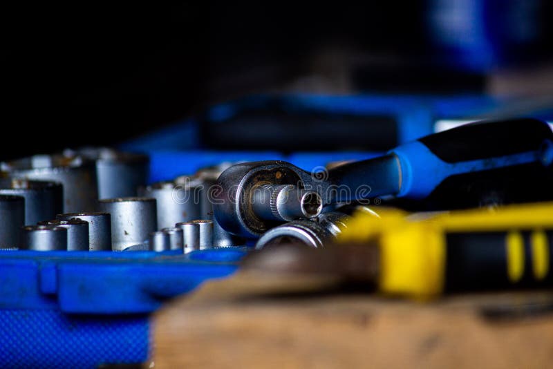 Work Tools Blue Strong Metal Stock Photo - Image of tools, work: 246510584
