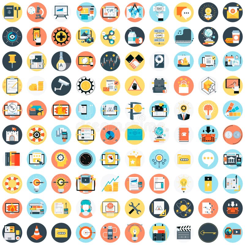 Work Tools and Business Theme, Flat Style, Colorful, Icon Stock ...