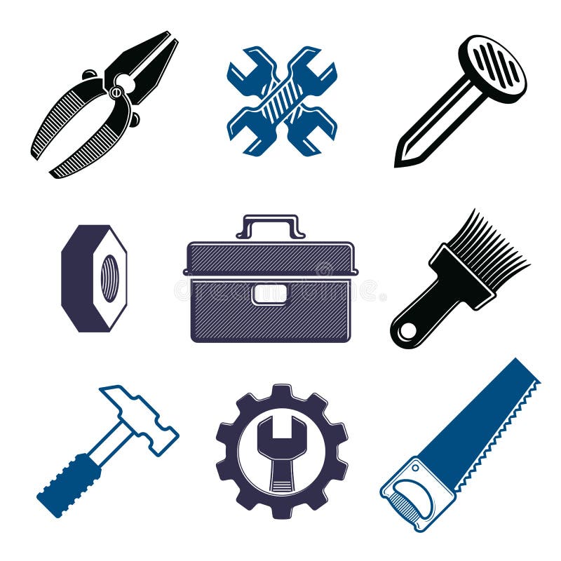 Work Tools Collection Vector Repair Instruments Carpentry Stock ...