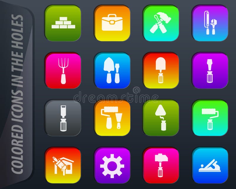 Work tools icons set stock vector. Illustration of hole - 134331514