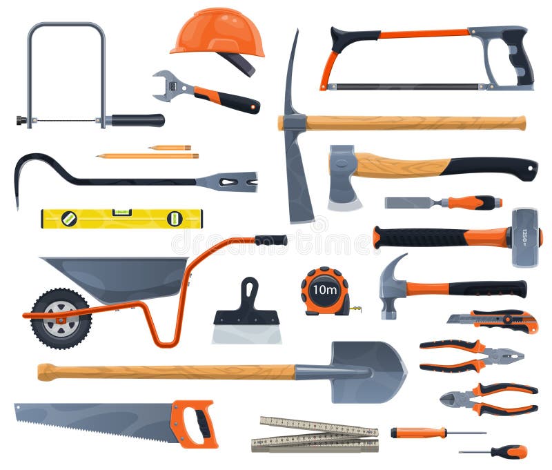 Construction and Carpentry Work Tools Stock Vector - Illustration of ...
