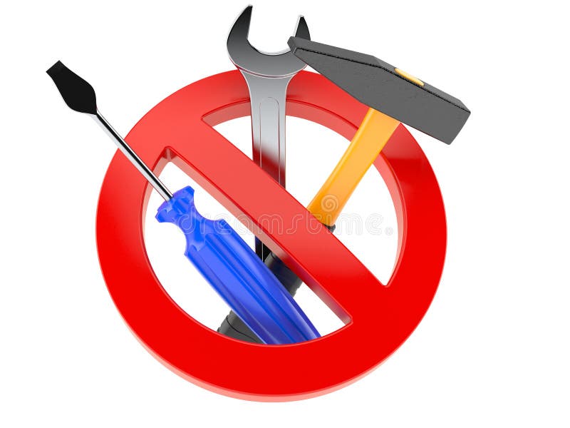 Work Tools with Forbidden Sign Stock Illustration - Illustration of ...