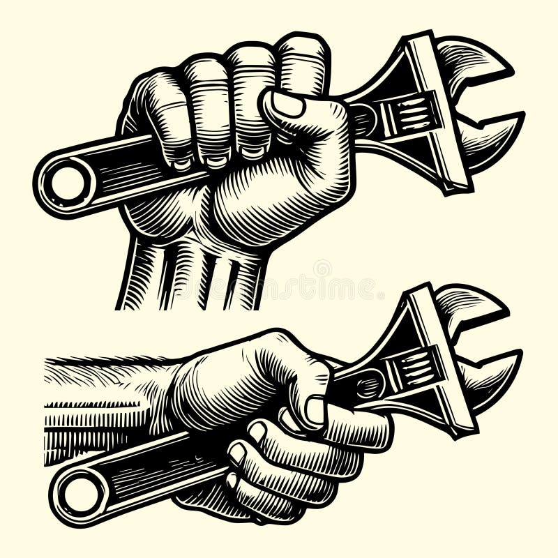 Work Tools in Hands Set stock vector. Illustration of drawing - 353051411