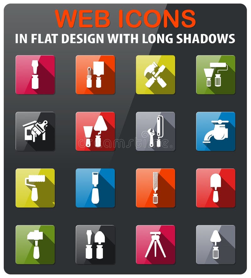 Work tools icon set stock illustration. Illustration of hacksaw - 88450673