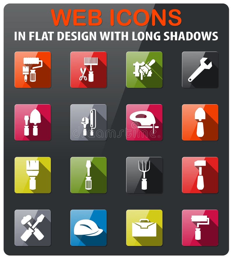 Work tools icon set stock illustration. Illustration of hacksaw - 88451002