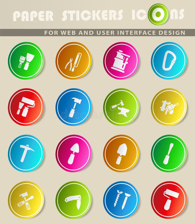 Work tools icon set stock illustration. Illustration of roller - 88826510