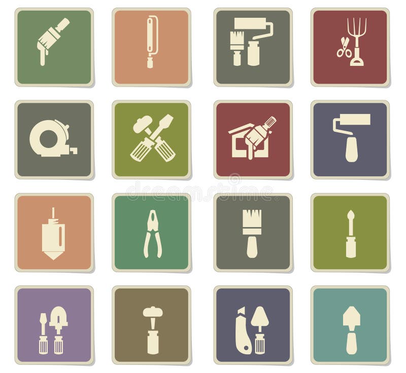 Work tools icon set stock illustration. Illustration of hammer - 89851447
