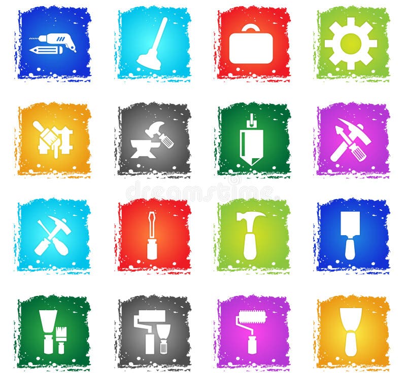 Work tools icon set stock vector. Illustration of drill - 88128353