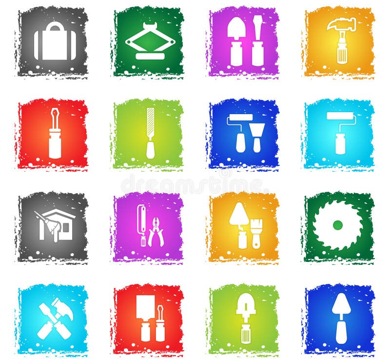 Work tools icon set stock vector. Illustration of quirk - 88128810