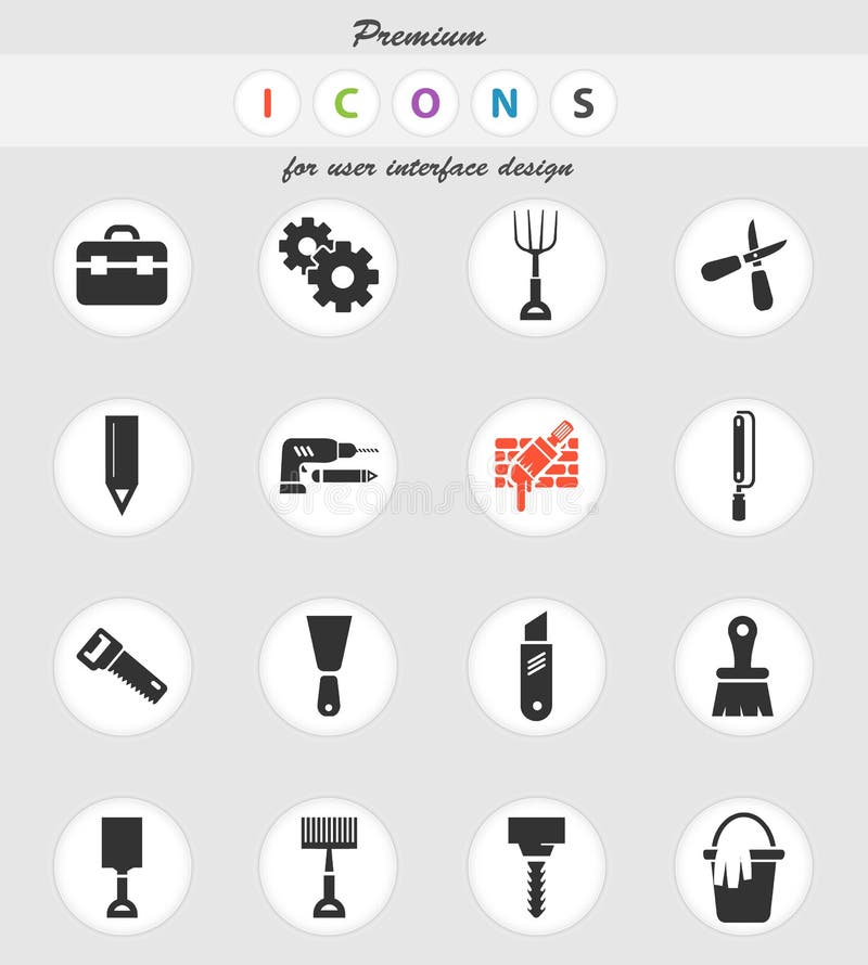 Work tools icon set stock vector. Illustration of hammer - 123121928