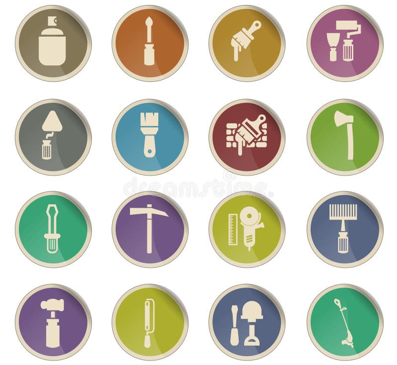 Work tools icon set stock vector. Illustration of work - 123478148
