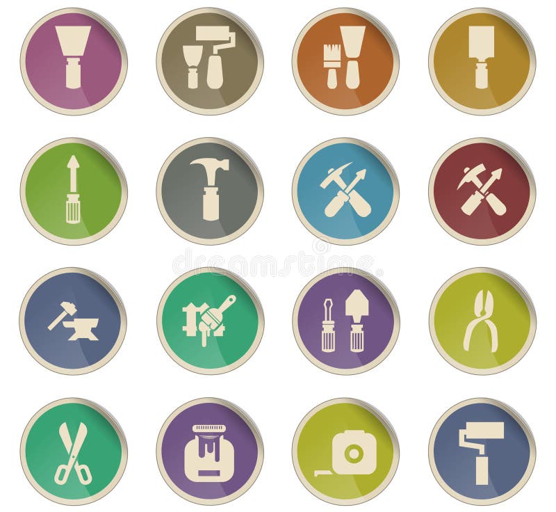 Work tools icon set stock vector. Illustration of pallet - 123478220