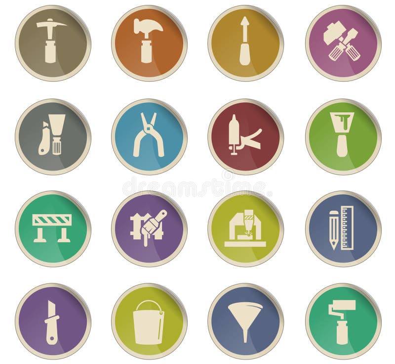 Work tools icon set stock vector. Illustration of roller - 123478282