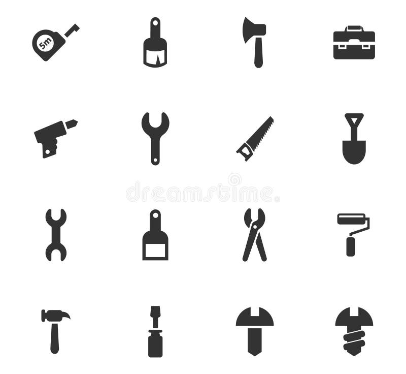 Work tools icons set stock vector. Illustration of pliers - 141187331