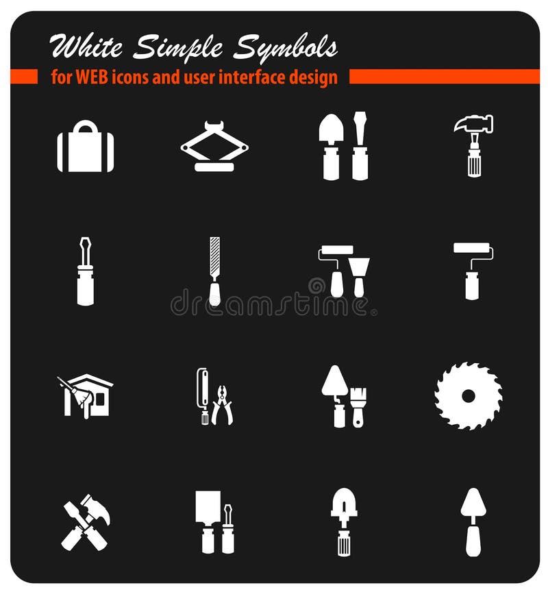 Work tools icons set stock vector. Illustration of brush - 88023842
