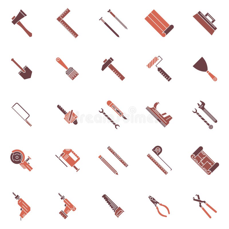 Work Tools Icons or Symbols Stock Vector - Illustration of mechanic ...