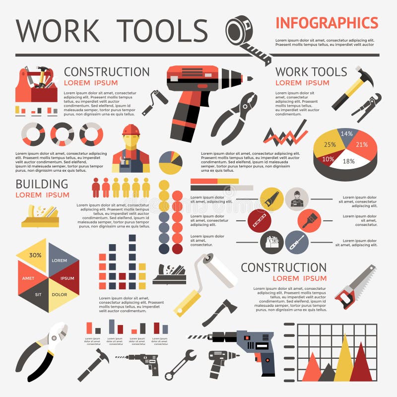 Work Tools Infographic stock vector. Illustration of maintenance - 76207534
