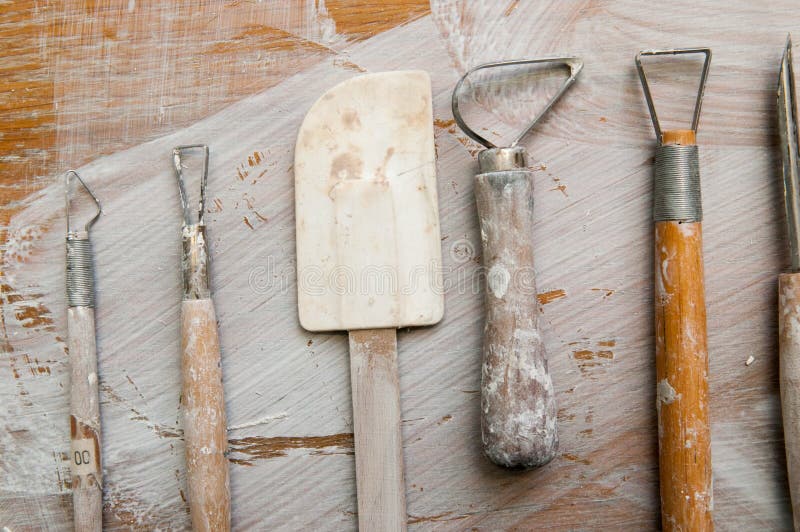 Work Tools in a Messy Ceramics Workshop Stock Photo - Image of messy ...