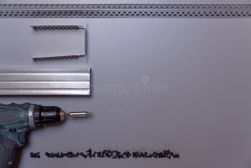 Work Tools for Profile Metal Frame Assembling. Metal Profiles, a Stock ...