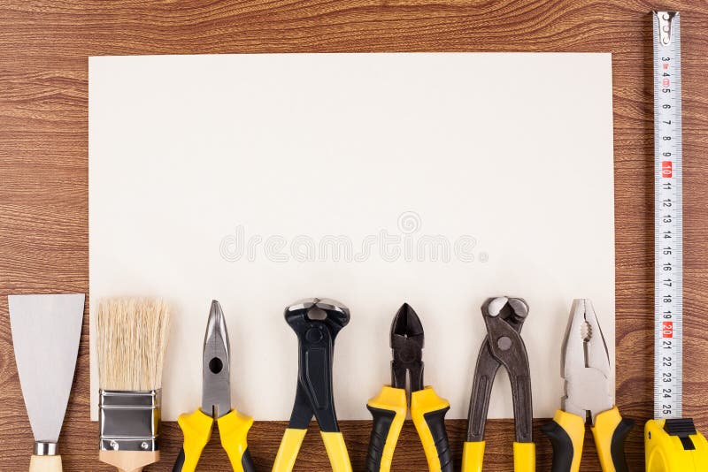 Work Tools and Sheet of Paper. Stock Image - Image of design, putty ...